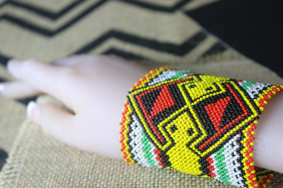 Jagua Ink Tribe - Art# K29 3.5+ inch Original Kayapo Traditional Peyote stitch Beaded Bracelet ...